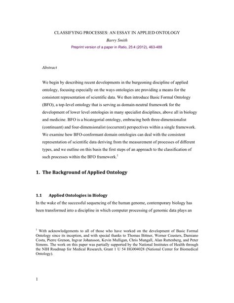 Pdf Classifying Processes An Essay In Applied Ontology
