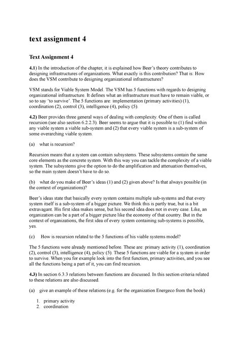 Text Assignment 4 Uitwerkingen Text Assignment 4 Text Assignment 4 4