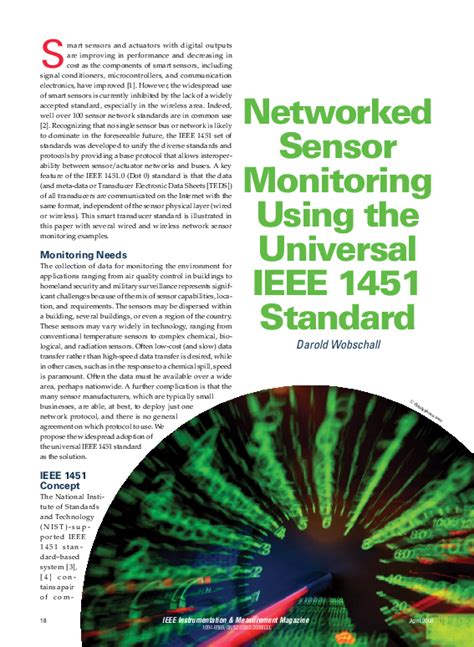 pdf networked sensor monitoring using the universal ieee 1451 standard