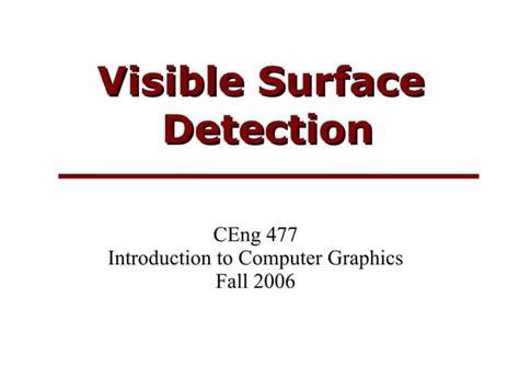Visible Surface Detection Ppt 3 D Graphics Computer Software And