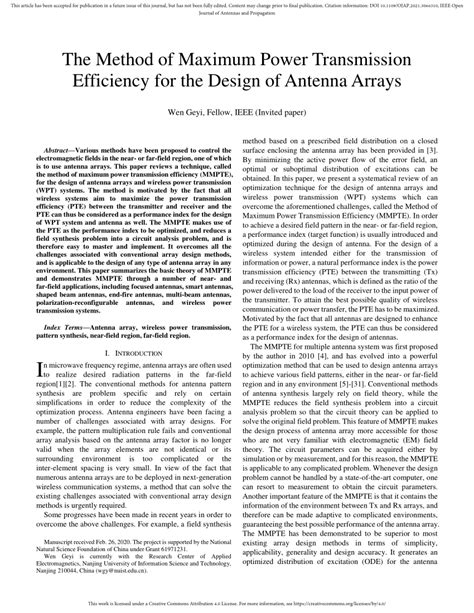 Pdf The Method Of Maximum Power Transmission Efficiency For The Design Of Antenna Arrays