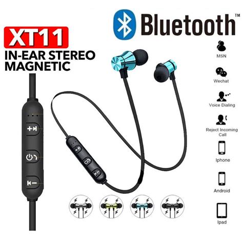 Xt 11 In Ear Stereo Wireless Bluetooth Headphone 4 1 Magnetik Xt11 Premium Fashion Sport