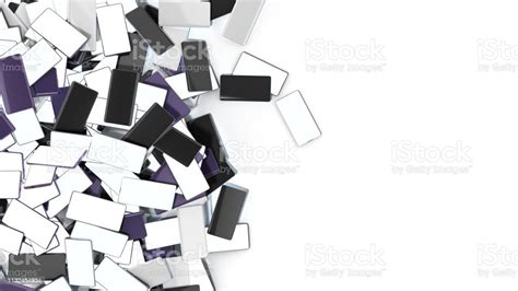 빈 화면 텍스트 3d 렌더링 그림에 대 한 장소와 흰색 배경에 고립 된 스마트 폰의 힙 0명에 대한 스톡 사진 및 기타 이미지 0명 개념 개념과 주제 Istock