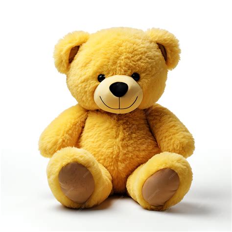 Premium Ai Image A Yellow Teddy Bear Sitting On A White Surface