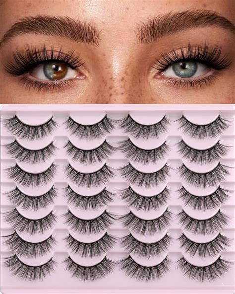 False Eyelashes 14mm Faux 3d Mink Lashes Natural Look Cat Eye Wispy Lashes Pack By