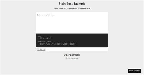 Lexical Plain Text Example Forked Codesandbox