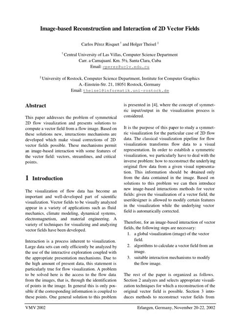 Pdf Image Based Reconstruction And Interaction With 2d Vector Fields