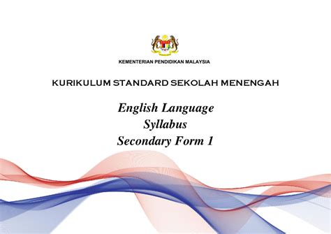 Secondary Syllabus Form 1 Kurikulum Standard Sekolah Menengah English Language Syllabus