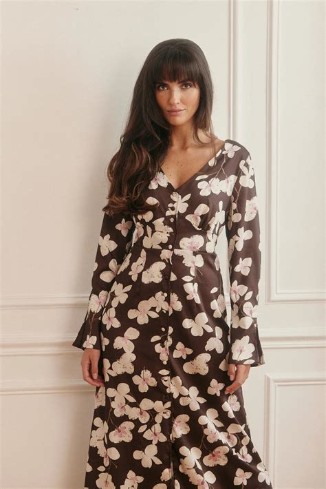 Shop Paueme I Retrouvons Nous En Terrasse I Robe Olivia Fleurs Marron
