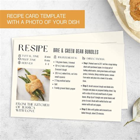 Recipe Card Template With Photo Recipe Cards Printable Photo Recipe