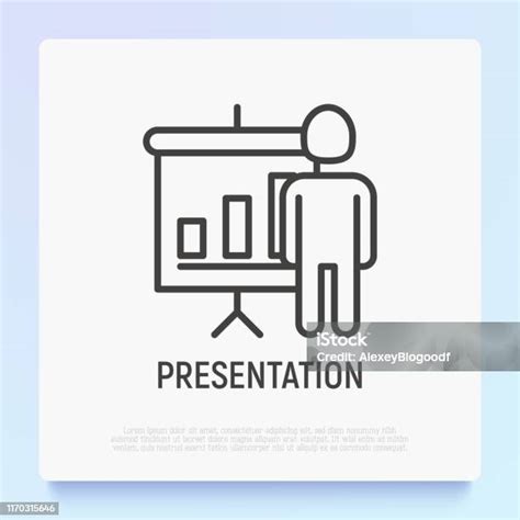 프리젠 테이션 얇은 라인 아이콘 그래프 성장 보드 컨퍼런스 강의 회의의 현대 벡터 일러스트레이션 공부에 대한 스톡 벡터 아트 및