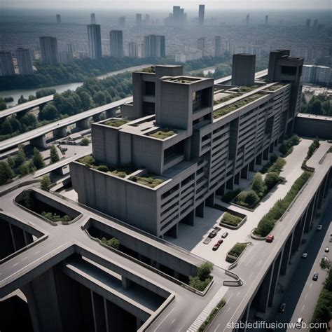 Le Corbusier Brutalist Architecture Prompts Stable Diffusion Online