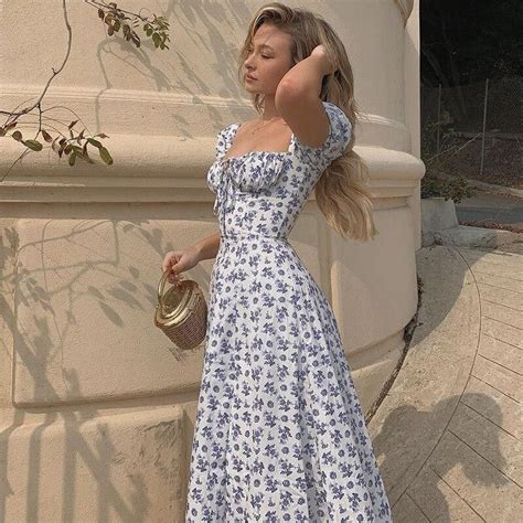 Cottagecore Aesthetic Floral Midi Dress Blumendruck Kleider Kleider