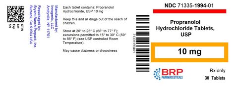 Fda Label For Propranolol Hydrochloride Tablet Oral Indications