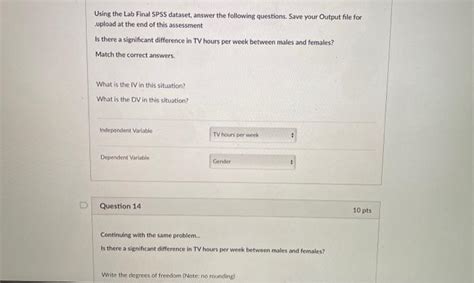 Solved Using The Lab Final Spss Dataset Answer The