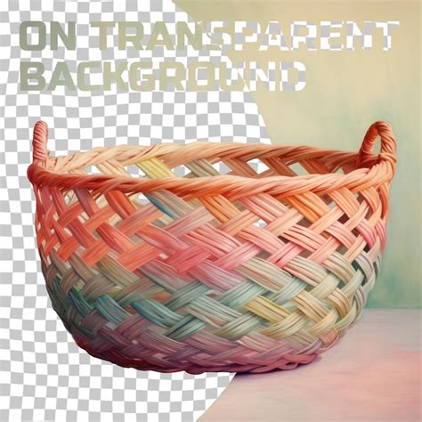 Beautiful Rectangle Wicker Storage Basket With Handles On Transparent Background Premium AI