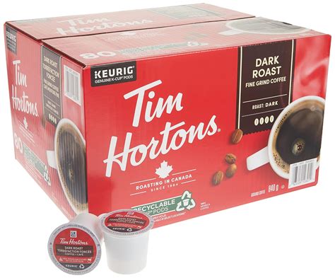 Buy Tim Hortons Dark Roast Coffee Single Serve K Cup Pods Compatible