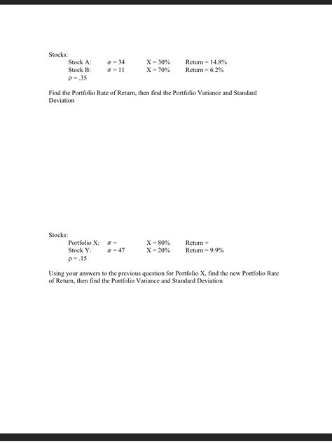 Solved Stocks ρ 35find The Portfolio Rate Of Return Then