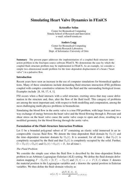 Simulating Heart Valve Dynamics In Fenics The Fenics Project
