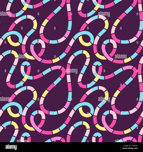 Naive Seamless Squiggle Pattern With Bright Pink And Purple Wavy Lines