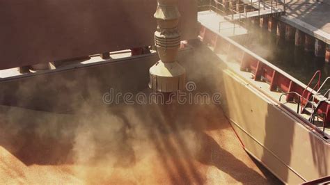 Grain Loading To Bulker Ship Cargo Container At Sea Grain Terminal In Grain Loading To Bulker Ship Cargo Container At Sea Grain Terminal In