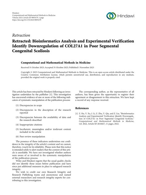 Pdf Retracted Bioinformatics Analysis And Experimental Verification