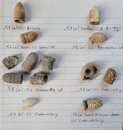 My Current Collection Of Civil War Bullets With Ids And Where They Were Found R Civilwar