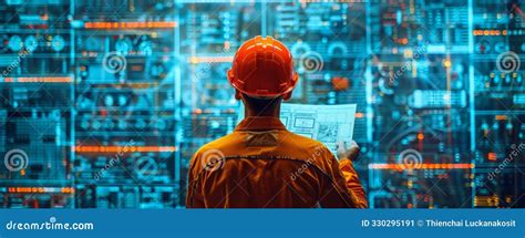 Innovative Engineer Utilizing Holographic Construction Plans For Advanced Planning Top View