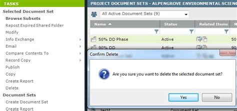 Delete A Document Set Newforma Project Center Help