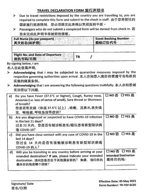 Travel Declaration Form Pdf
