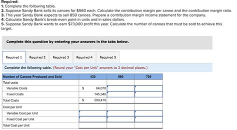 solved required complete the following table suppose sandy