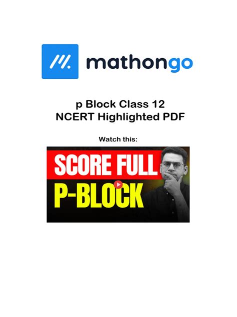 Class 12 P Block Ncert Highlighted Pdf