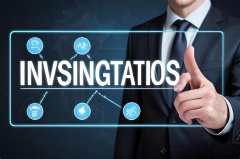 Investigation Business Concept Man Presses Investigations Button On A Virtual Screen Premium