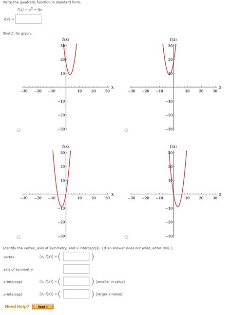 Solved Write The Quadratic Function In Standard Form F X Chegg