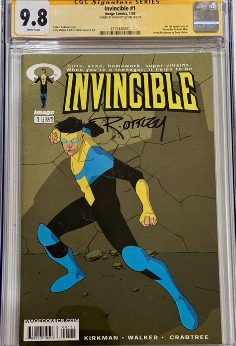 Invincible 1 2003 Cgc 98 Signed By Ryan Ottley 🔥1st Appearance🔥