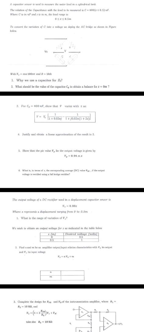 A Capacitor Sensor Is Used To Measure The Water Level