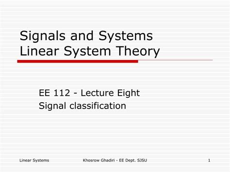 Ppt Signals And Systems Linear System Theory Powerpoint Presentation