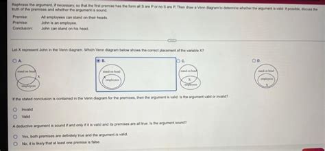 Solved Rephrase The Argument If Necessary So That The