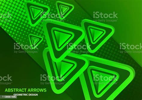 삼각형에서 화살표가 있는 미래 지향적 인 추상적인 배경 템플릿입니다 배너 포스터 명함에 대 한 밝은 기하학적 디자인 요소입니다 벡터 일러스트 0명에 대한 스톡 벡터 아트 및