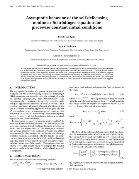Pdf Asymptotic Behavior Of The Self Defocusing Nonlinear Schrödinger Equation For Piecewise