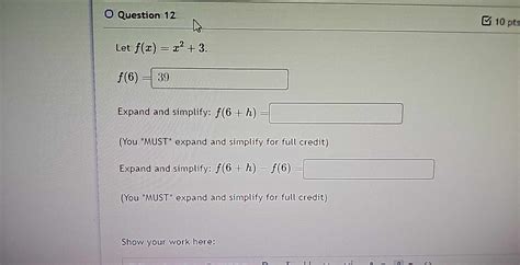 Solved Question 12Let F X X2 3 Let F X X2 3f 6 Expand Chegg Com