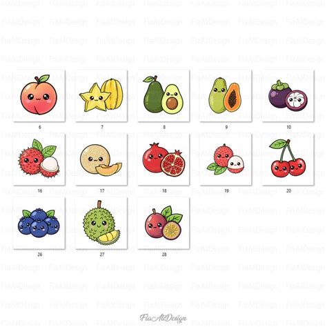 Cute Fruit Faces Clipart Kawaii Fruit Clipart Cute Fruit Characters