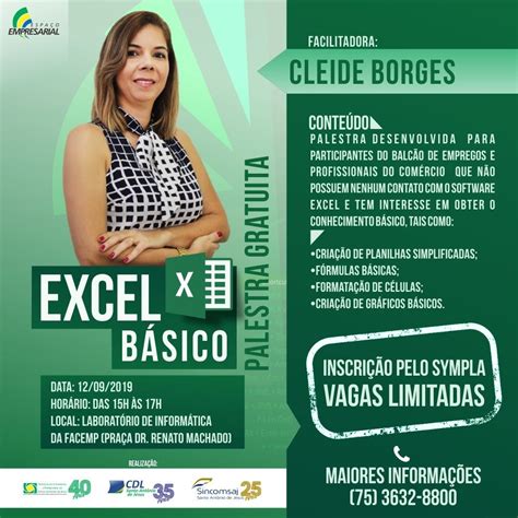 Palestra Excel Básico Em Santo Antônio De Jesus Sympla