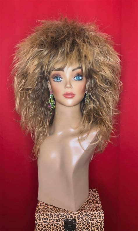 Tina Turner 1980s Styled Celebrity Costume Wig Double Stacked Made To