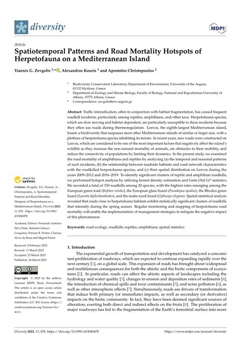 Pdf Spatiotemporal Patterns And Road Mortality Hotspots Of