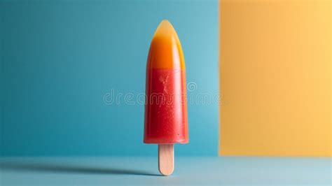 A Popsicle Stick With A Red And Orange Colored Ice Cream On It Ai