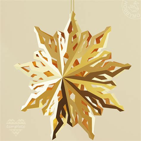 3d Snowflake Height 25 Cm 3d Papercraft Template Hobbymo