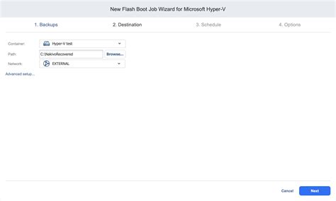 Hyper V Flash Boot Job Wizard Destination