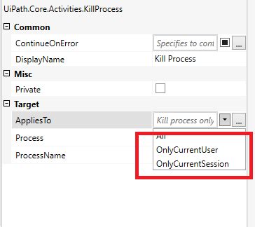 Kill Process Activity Applies To Property Activities Uipath