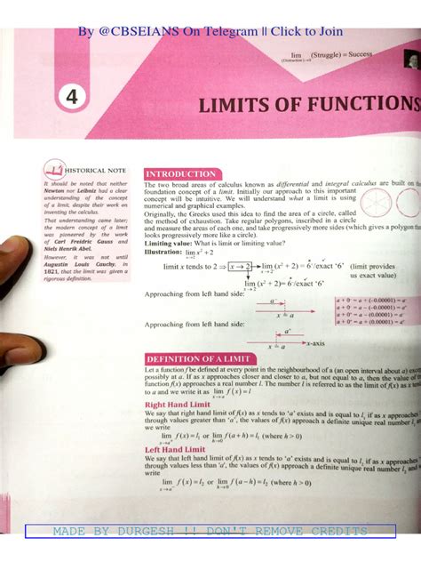 Calculus Core Ch 4limits Of Functions Cbseians Pdf